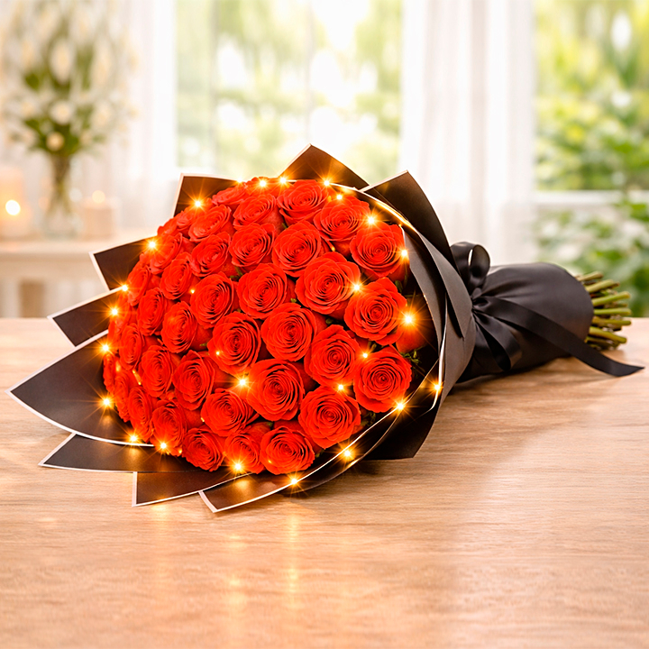 Flowers to La Estrella Colombia Bouquet of Roses with LED Lights